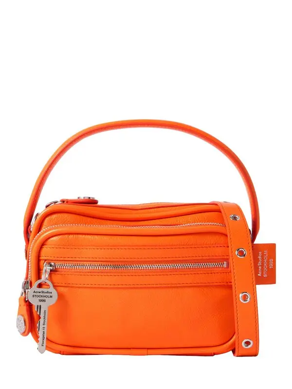 Acne Studios Embellished Textured-leather Shoulder Bag - Orange