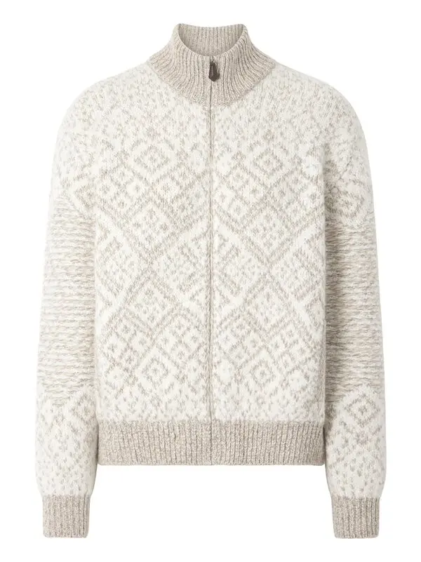 Loro Piana Jacquard-knit Cashmere Cardigan - Gray