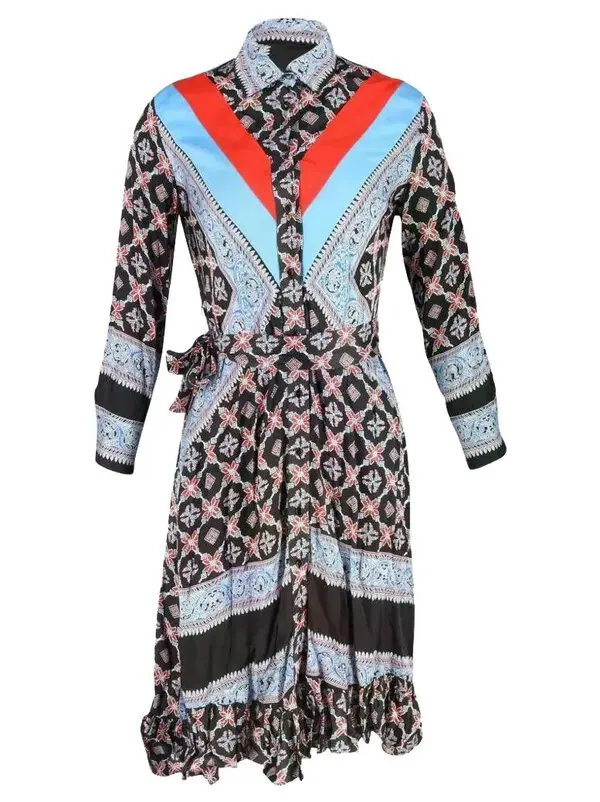 Sandro Belted Printed Shirt Dress - Black
