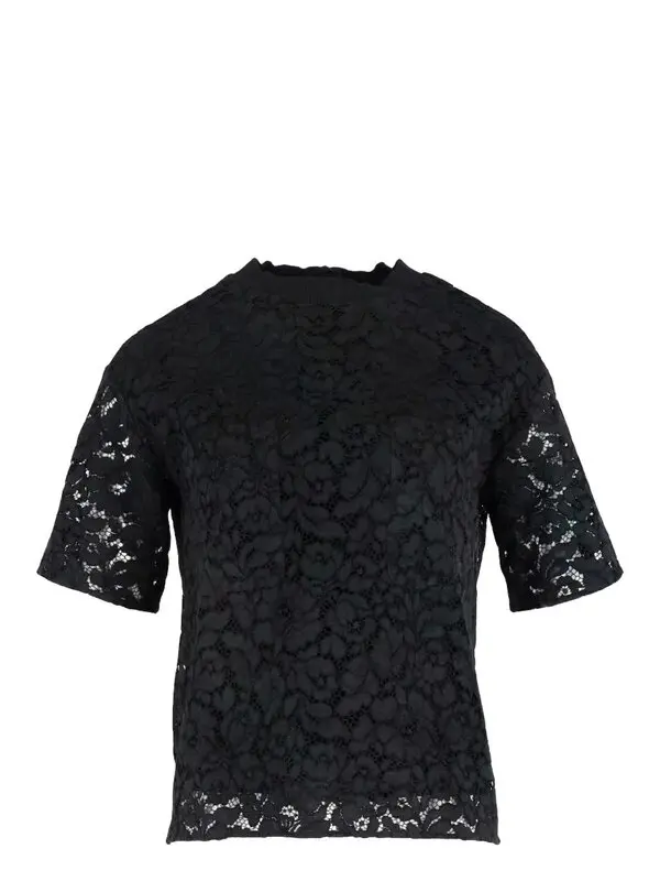 JOSEPH Lace Short-sleeve Top - Black