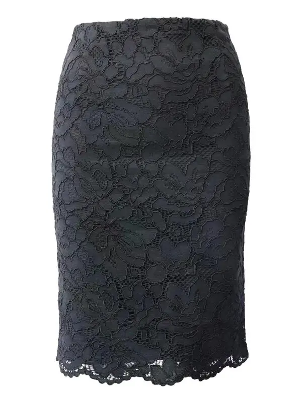 Sandro Lace Scallop-hem Midi Skirt - Black
