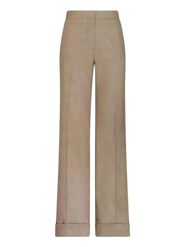 Oscar De La Renta Wide-leg Cuffed Trousers - Neutrals