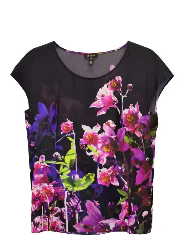 Escada Floral Round-neck Blouse - Black