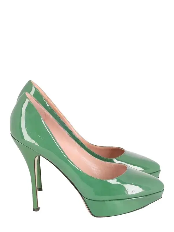 MARIO VALENTINO VINTAGE Platform Leather Pumps - Green