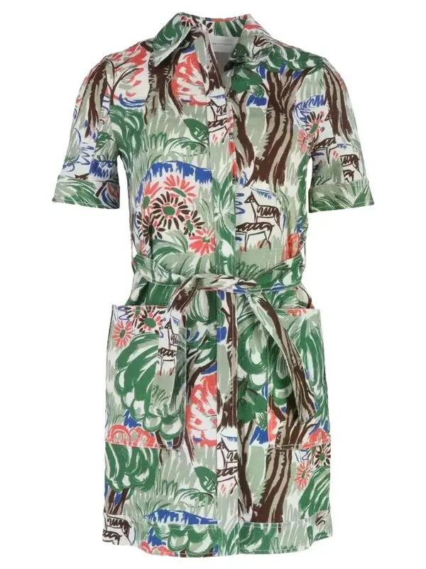 Victoria Beckham Button-front Printed Dress - Green