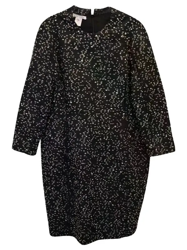 Oscar De La Renta Dotted Wool Dress - Black