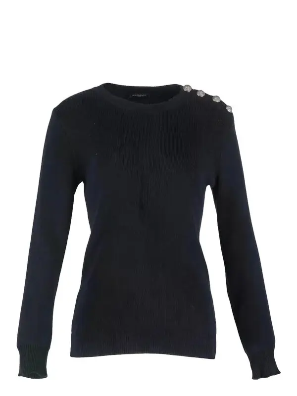 Balmain Button Detail Knit Sweater - Blue