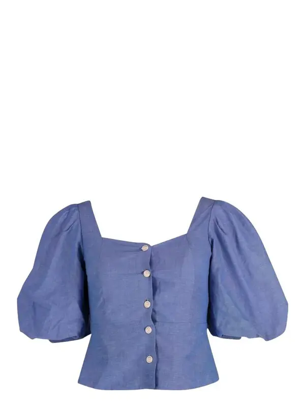 Sandro Puffed-sleeve Top - Blue