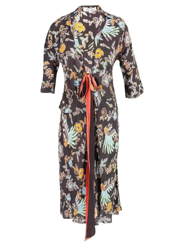 Diane Von Furstenberg Madalena Floral-print Wrap Dress - Black