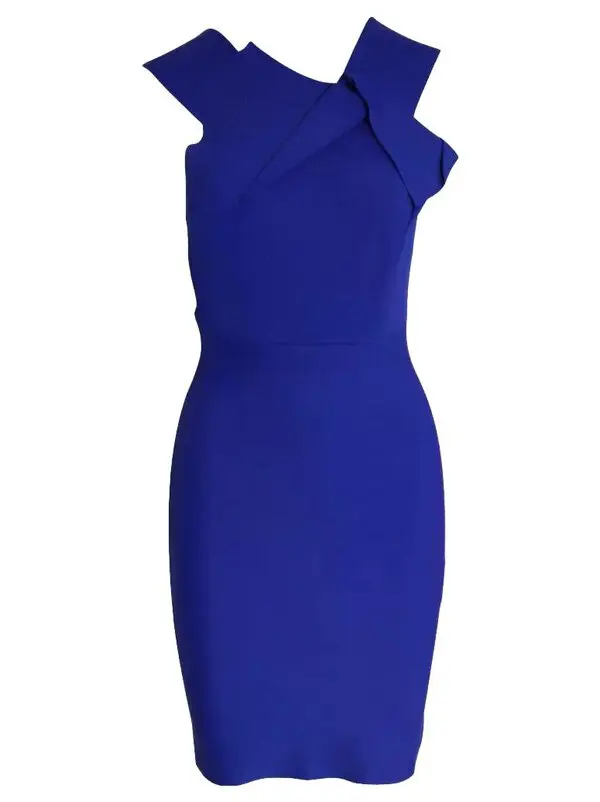 Roland Mouret Asymmetric Fitted Knee Length Dress - Blue