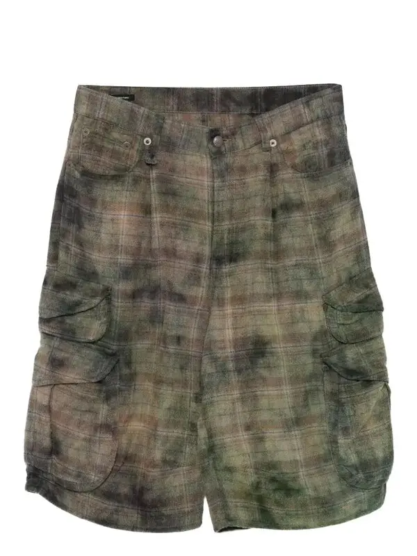 R13 Cargo Plaid Shorts - Green