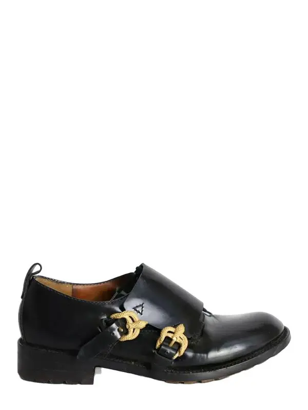 Valentino Garavani Serpentine Buckle Leather Monk Shoes - Black