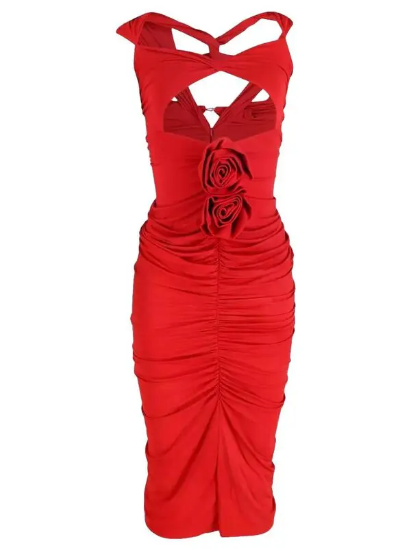 Magda Butrym Gathered Cut-out Midi Dress - Red