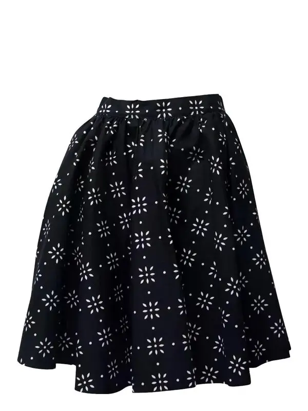 MSGM Flower-pattern A-line Skirt - Black