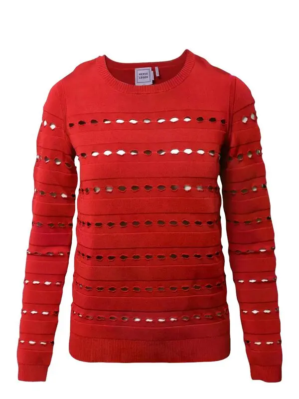 Herve Leger Cut-outs Ribbed Sweater - Red
