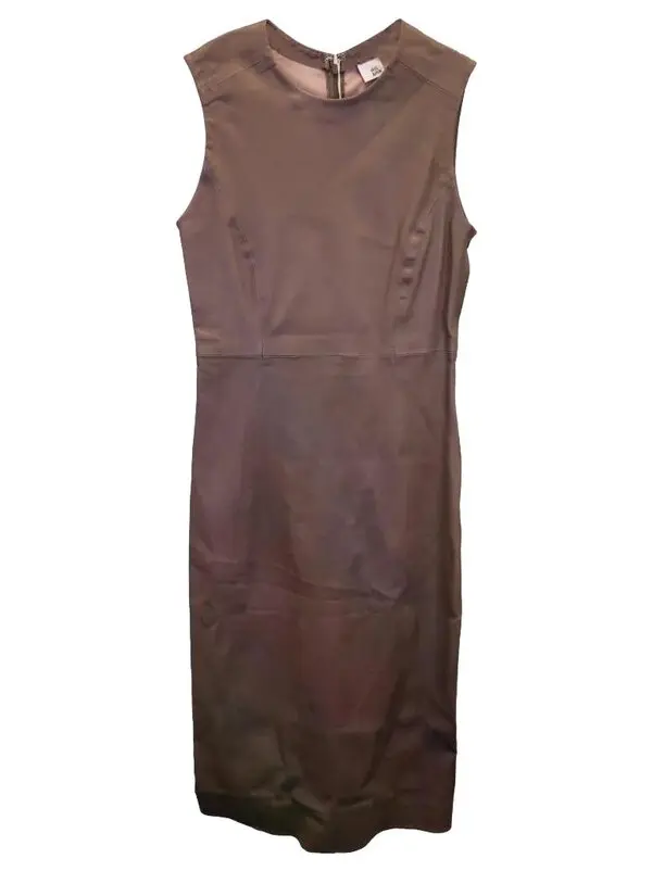 Iris & Ink Carrie Leather Midi Dress - Brown