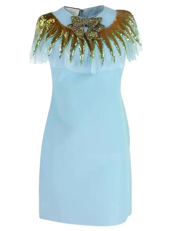 Gucci Embellished-upper Mini Dress - Blue