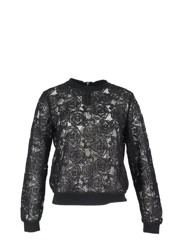 Alexander McQueen Floral Lace Sweatshirt - Black