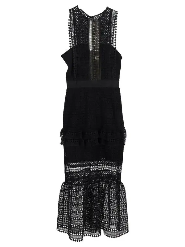 SELF-PORTRAIT Lace Panelled Mermaid Dress - Black
