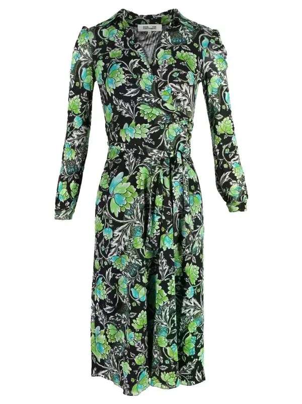 Diane Von Furstenberg Floral-print Wrap Dress - Black