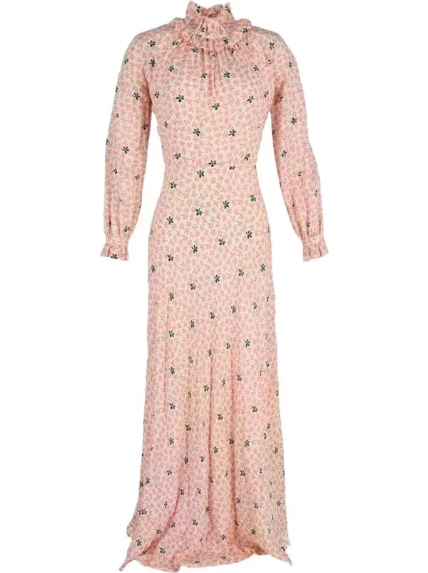 Vilshenko Eleanora Floral-print Maxi Dress - Neutrals