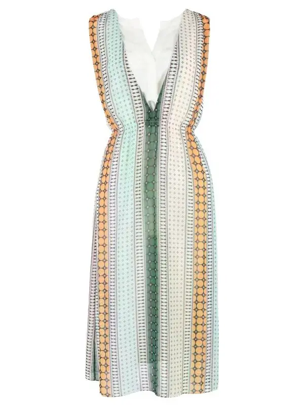 Sandro Striped V-neck Midi Dress - Neutrals