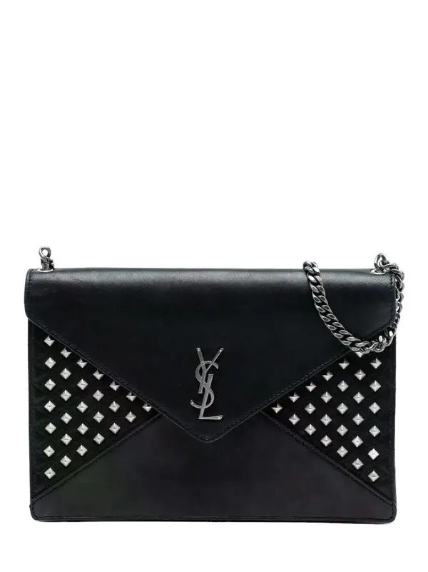 Saint Laurent 2021 Quilted Lambskin Studded Monogram Gaby Shoulder Bag - Black