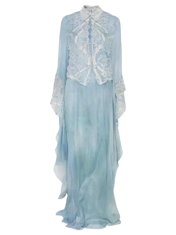 Ermanno Scervino Embroidered Maxi Dress - Blue