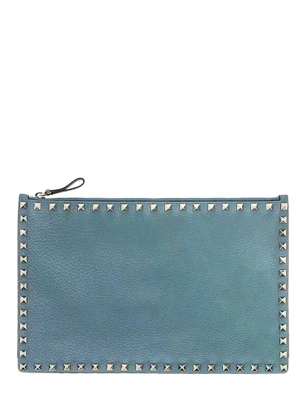 Valentino Garavani Rockstud Leather Clutch - Blue