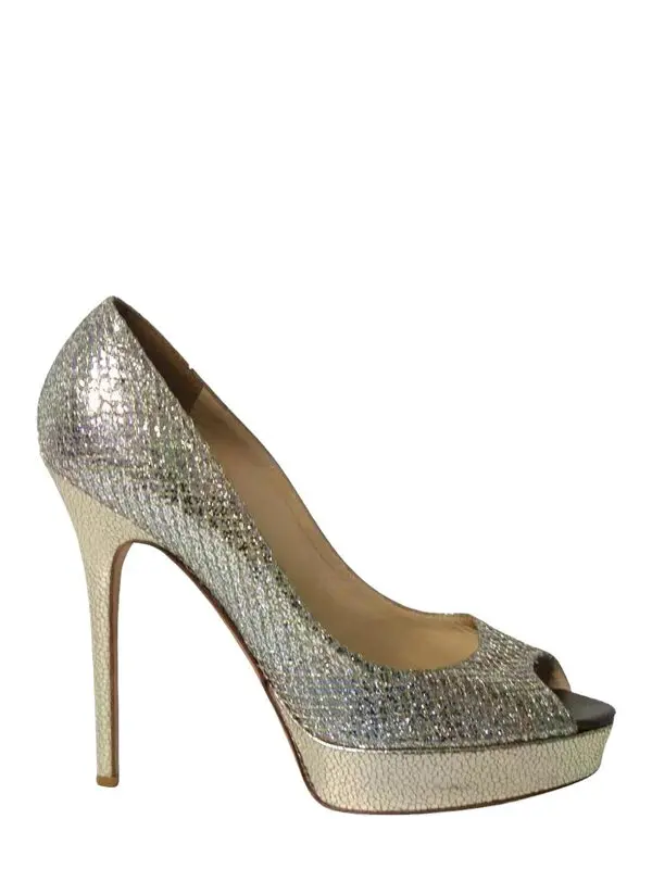 JIMMY CHOO Platform Peep-toe Pumps - Silver