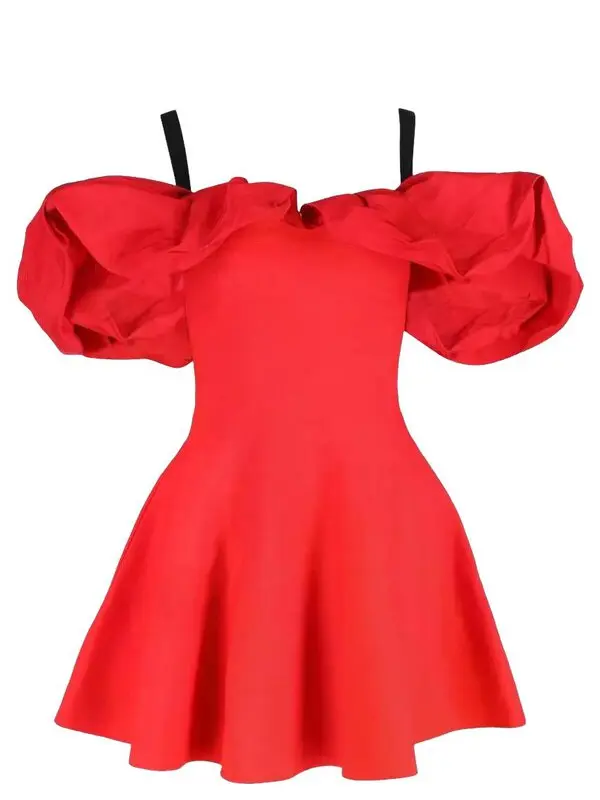 Alexander McQueen Ruffled Cold-shoulder Mini Dress - Red