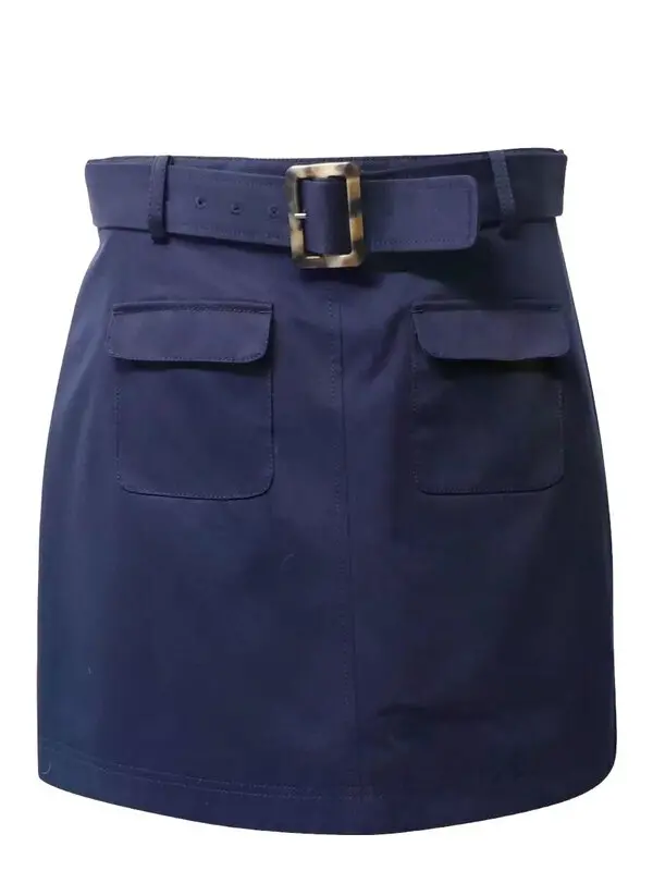 Alexa Chung Patch-pocket Belted Mini Skirt - Blue