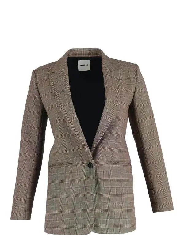 Sandro Jada Check-pattern Blazer - Brown