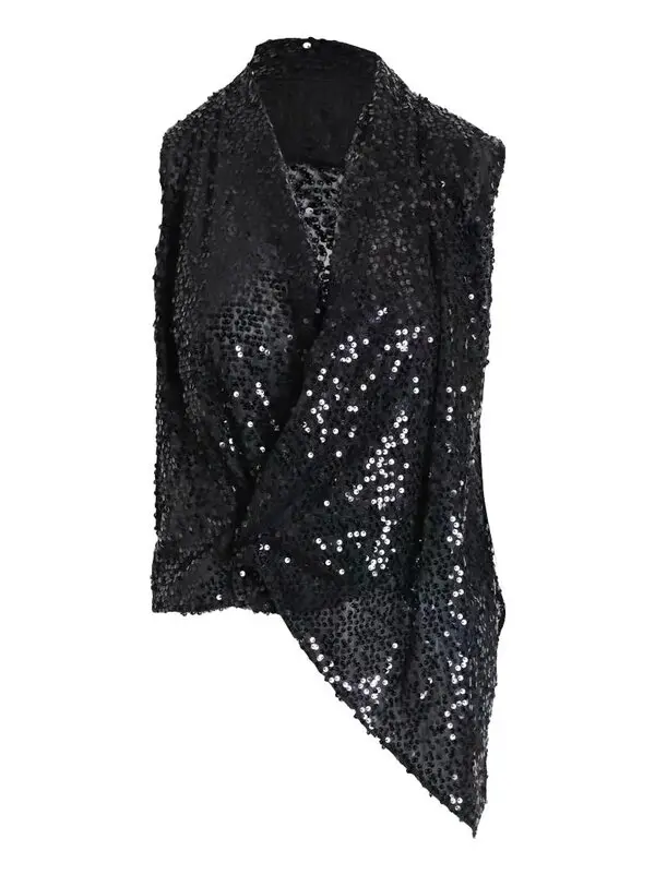 Victoria Beckham Sequin-embellished Asymmetric Blouse - Black