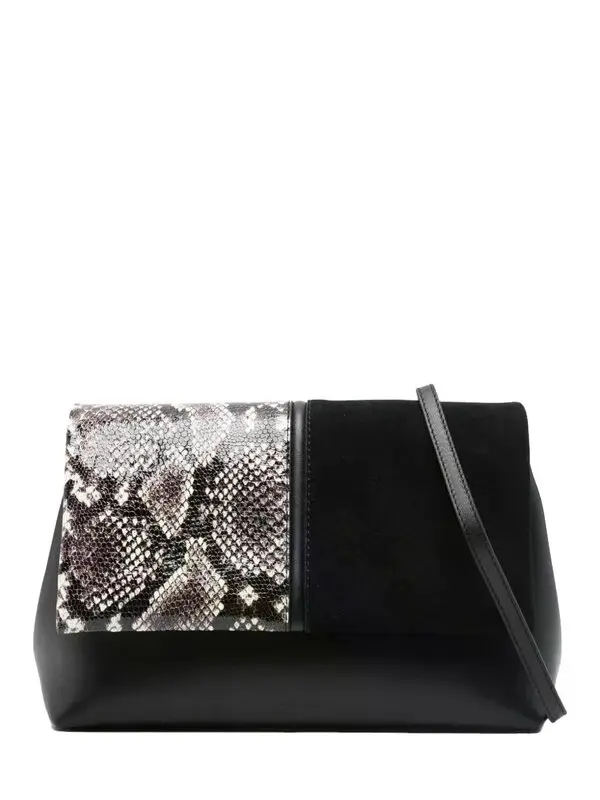 Manu Atelier The Fold Snakeskin-pattern Clutch Bag - Black