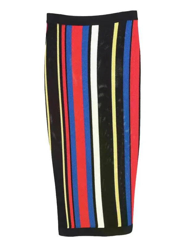 Balmain Striped Midi Skirt - Black