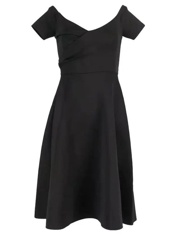 Saloni Drop-shoulder Midi Dress - Black