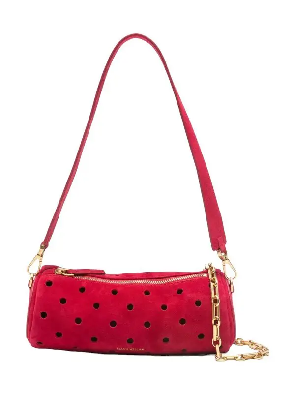 Manu Atelier Mini Cylinder Perforated Shoulder Bag - Red