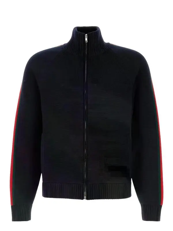 Gucci Web-detail Zip-up Cardigan - Blue