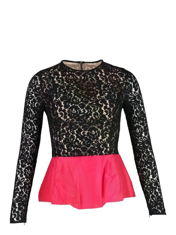 Michael Kors Lace Peplum-hem Top - Black