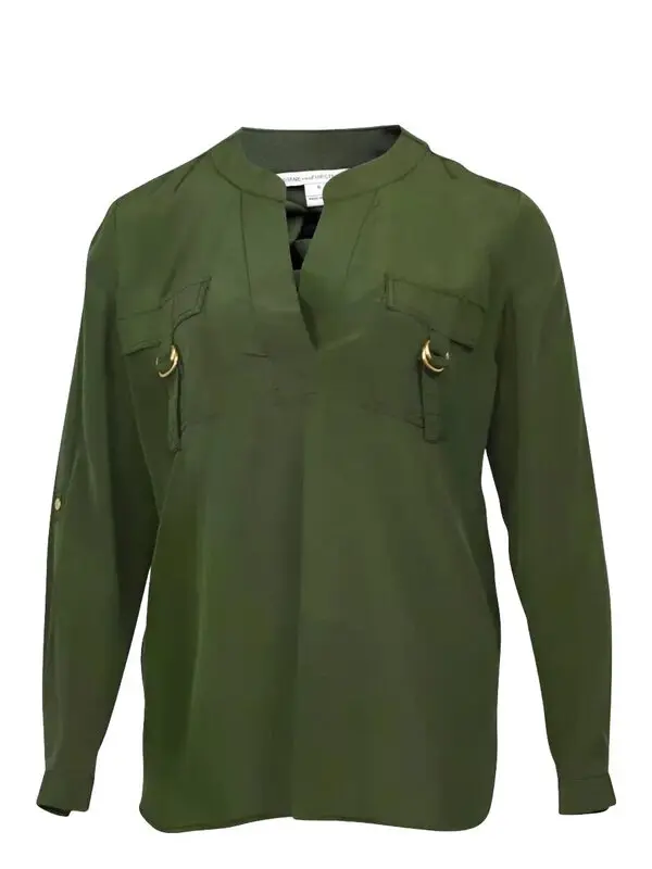 Diane Von Furstenberg Pocket-detail V-neck Blouse - Green