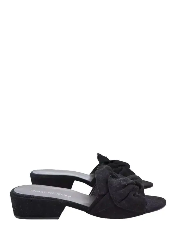 STUART WEITZMAN Suede Bow Block-heel Slides - Black
