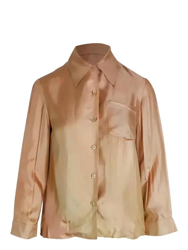 Prada Button-down Long-sleeve Silk Shirt - Pink