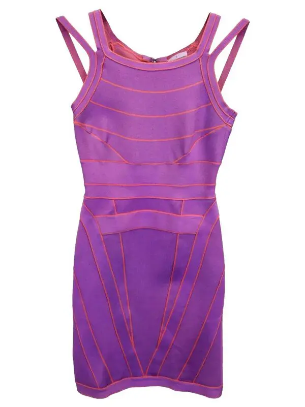 Herve Leger Striped Mini Dress - Purple