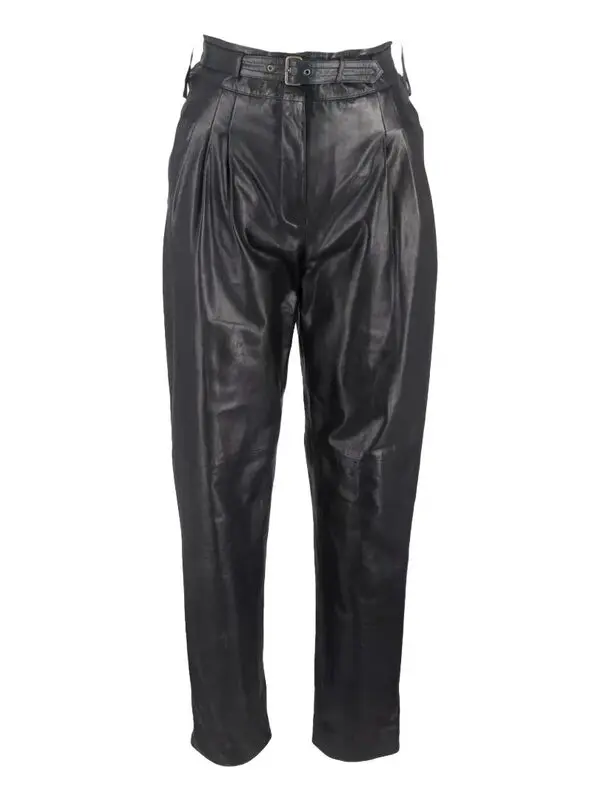 Alberta Ferretti Belted Leather Trousers - Black