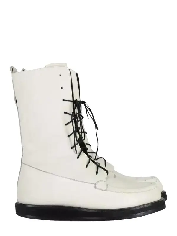 THE ROW Patty Lace-up Leather Boots - White