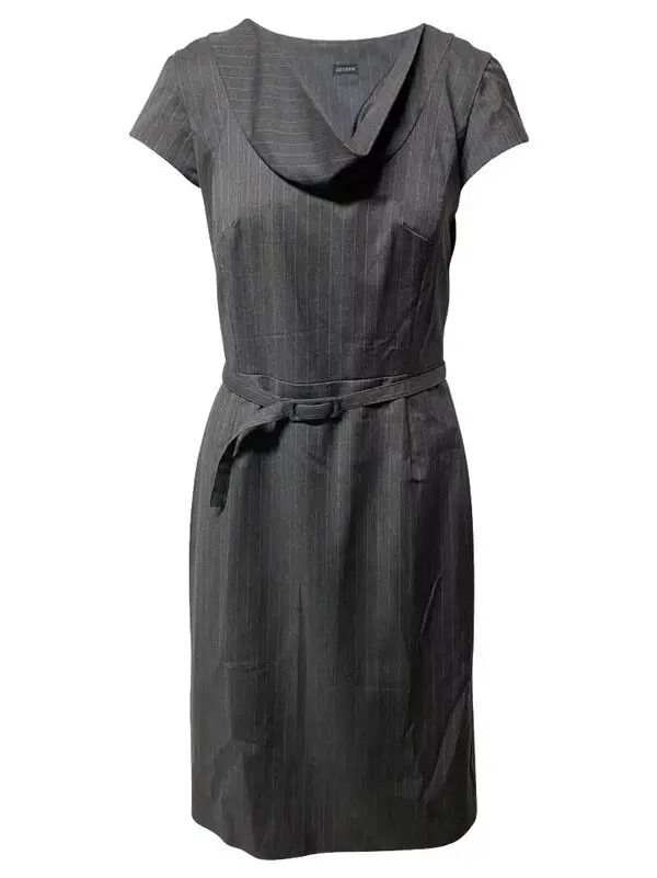 JOSEPH Pinstripe Cowl Dress - Grey