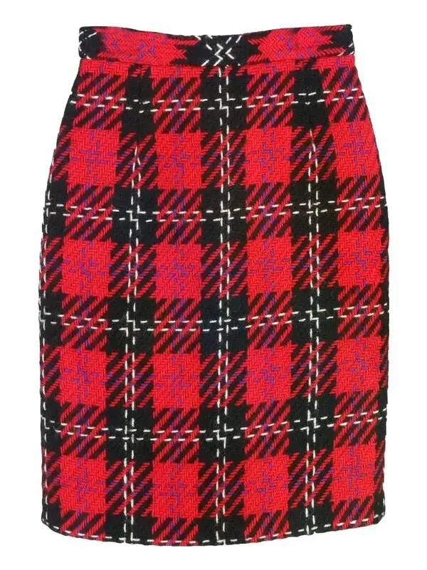 Miu Miu Checked Pencil Skirt - Red