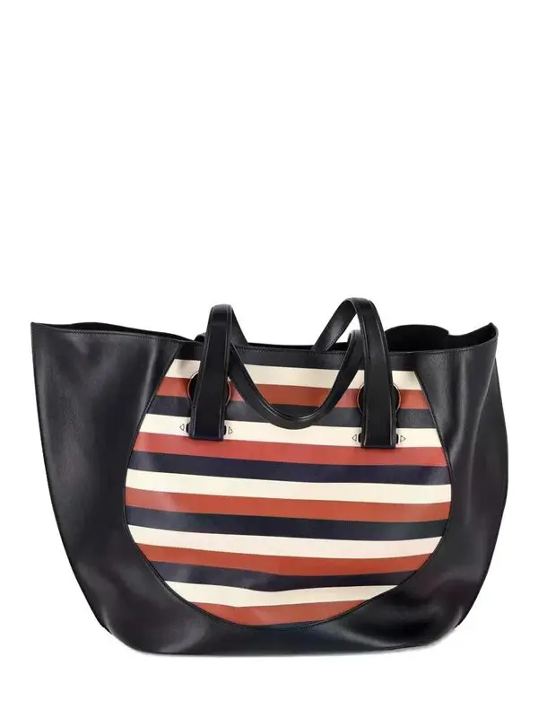 Victoria Beckham Small Tulip Striped Tote Bag - Black