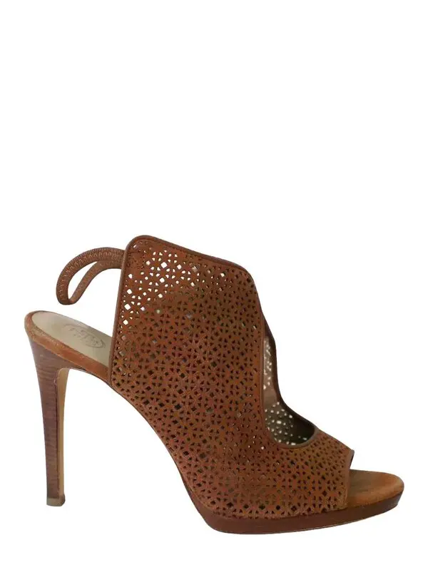 Tory Burch Laser-cut Peep-toe Sandals - Brown